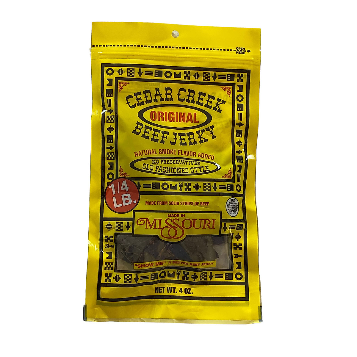 Cedar Creek | Air-Dried Thinly Sliced | 4oz pack | No Artificial Preservatives | Grass Grain Fed Beef | Clean Healthy Snack (Original)