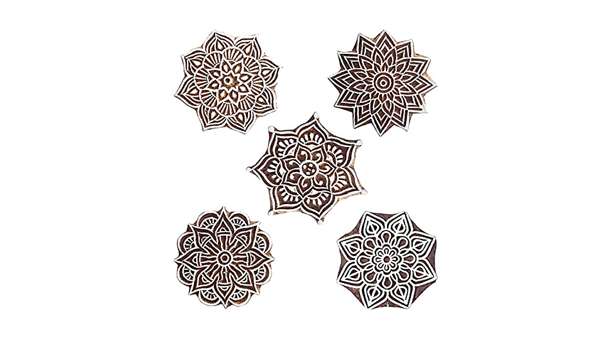 Royal Kraft Mandala Wooden Stamps - Set of 5 for DIY