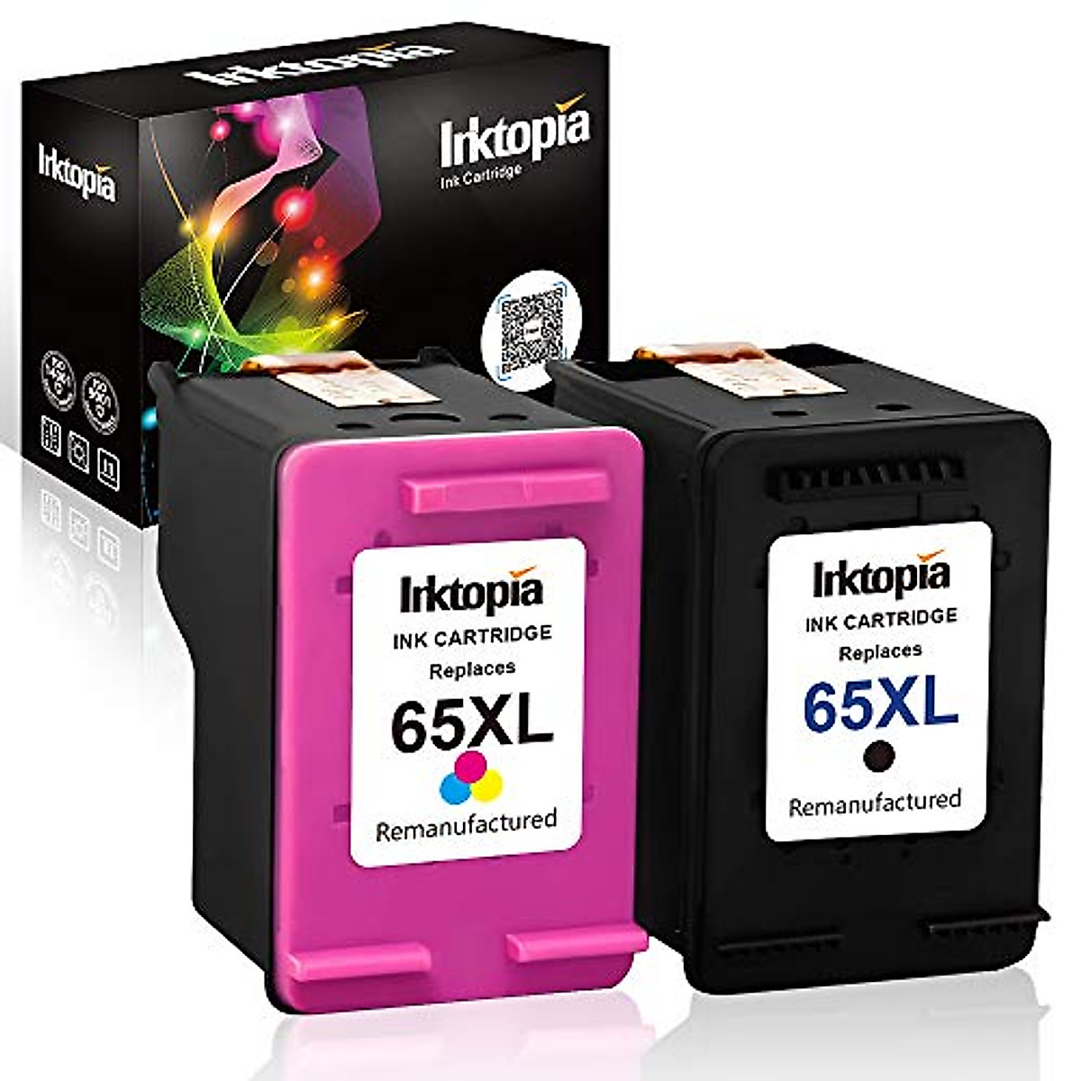 Inktopia Remanufactured Ink Cartridge Replacement for HP 65 XL 65XL N9K04AN for HP Envy 5055 5052 5058 DeskJet 3755 2655 3720 3722 3723 3730 3732 3752 3758 2652 Printer (1 Black 1 Color)