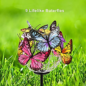 Outdoor Solar Lights Butterfly Lights Garden Decorative Solar Stake Lights with Butterflies Decor Powered Waterproof for Patio Garden Yard Pathway 2 Pack 