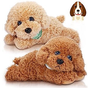 2 Pcs Plush Stuffed Golden Poodle Dog Plush Animals Soft Toy Stuffed Puppy Adorable Plush Puppy Toys for Preschool Birthday Party Supplies (Toy Poodle, 10.6 Inch)