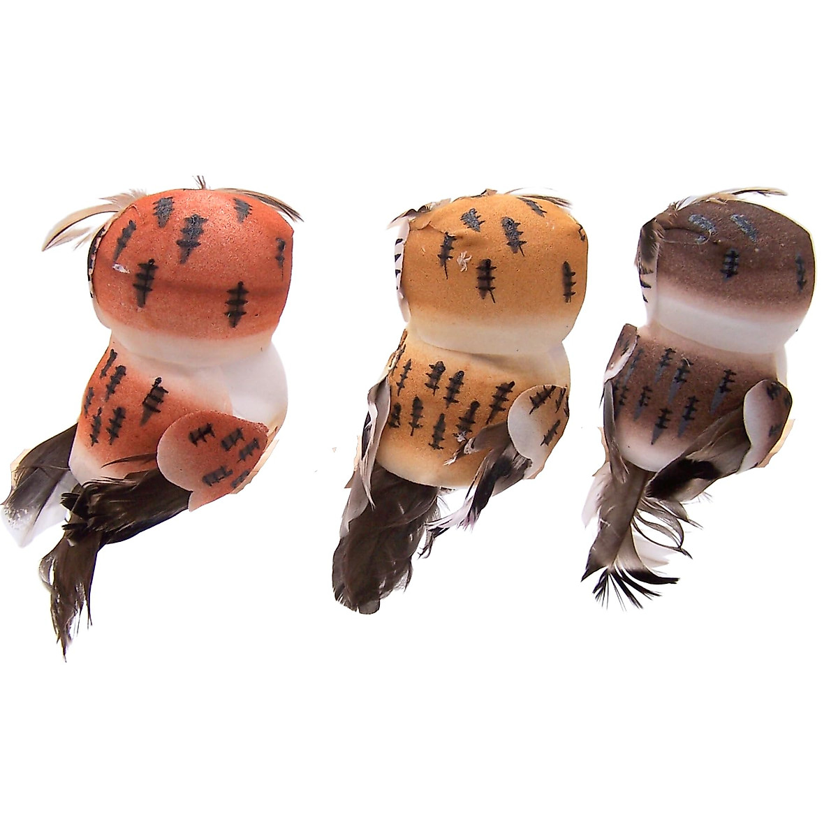 Artificial Owl Clip-On Christmas Ornaments, Holiday Decor, Christmas Tree Decoration, Set of 12, 4 Inches