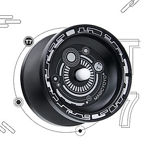 MAGICYOYO T7 Responsive Yoyo for Beginner, Professional Yoyo Aluminum Metal Yoyo for Kids, Alloy Trick Yoyo with Storage Bag, 12 Yoyo Strings - Black