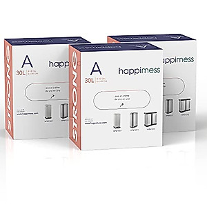 happimess HPM3000A-WHITE 7.9 Gallon Kitchen Drawstring Trash Bags, Trash Can Liner, White, 60-Count, 3-Packs of 20 Liners