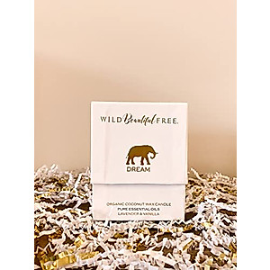 Lavender and Vanilla Organic Aromatherapy Candle with Pure Essential Oils for Stress Relief and Sleep - Dream Elephant Luxury Candle by Wild Beautiful Free