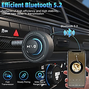 Lavales B06T4 Bluetooth 5.2 Receiver adpter Dual Link Low Latency/HD Audio, Aux Bluetooth Audio Receiver Adapter for Car,Home Stereo,Wired Speaker
