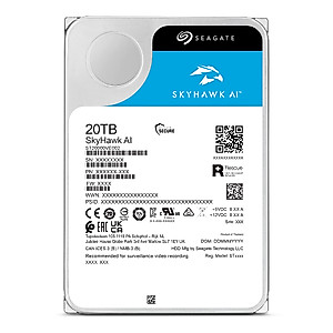 Seagate Skyhawk AI 20TB Video Internal Hard Drive HDD – 3.5 Inch SATA 6Gb/s 256MB Cache for DVR NVR Security Camera System with in-House Rescue Services (ST20000VEZ02/002)