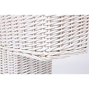 SHCMSADO Woven Wicker Stair Basket with Handles, Step Storage Basket (White)