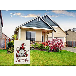 Balgardekor Let it be Garden Flag Vertical Double Sided Red Gnomes Farmhouse Burlap Spring Summer Yard Outdoor Decor Home Decor (12.5 x 18, Let it be)