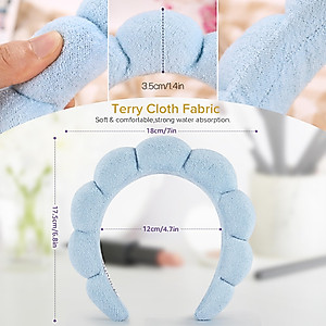 DiyJibb Spa Headbands for Women Ladies- Puffy Makeup Headband Combo Pack- Set of 2 Terry Towel Cloth Fabric Hair Bands for Washing Face (Pink & Blue)