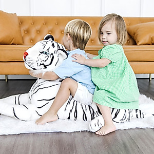 Melissa & Doug Giant Siberian White Tiger - Lifelike Stuffed Animal (over 5 feet long) - Extra Large, Plush Lifesize Tiger For Ages 3+