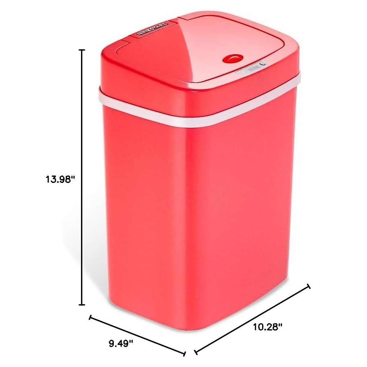 3.2 Gallon Red Rectangular Motion Sensor Trash Can Rectangle Plastic Decorative Bag Fastener