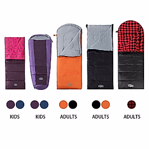 Pacific Pass 50F Synthetic Sleeping Bag with Compression Stuff Sack - Adult Size - Orange