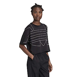 adidas Originals womens Large Logo T-Shirt Black/White Large