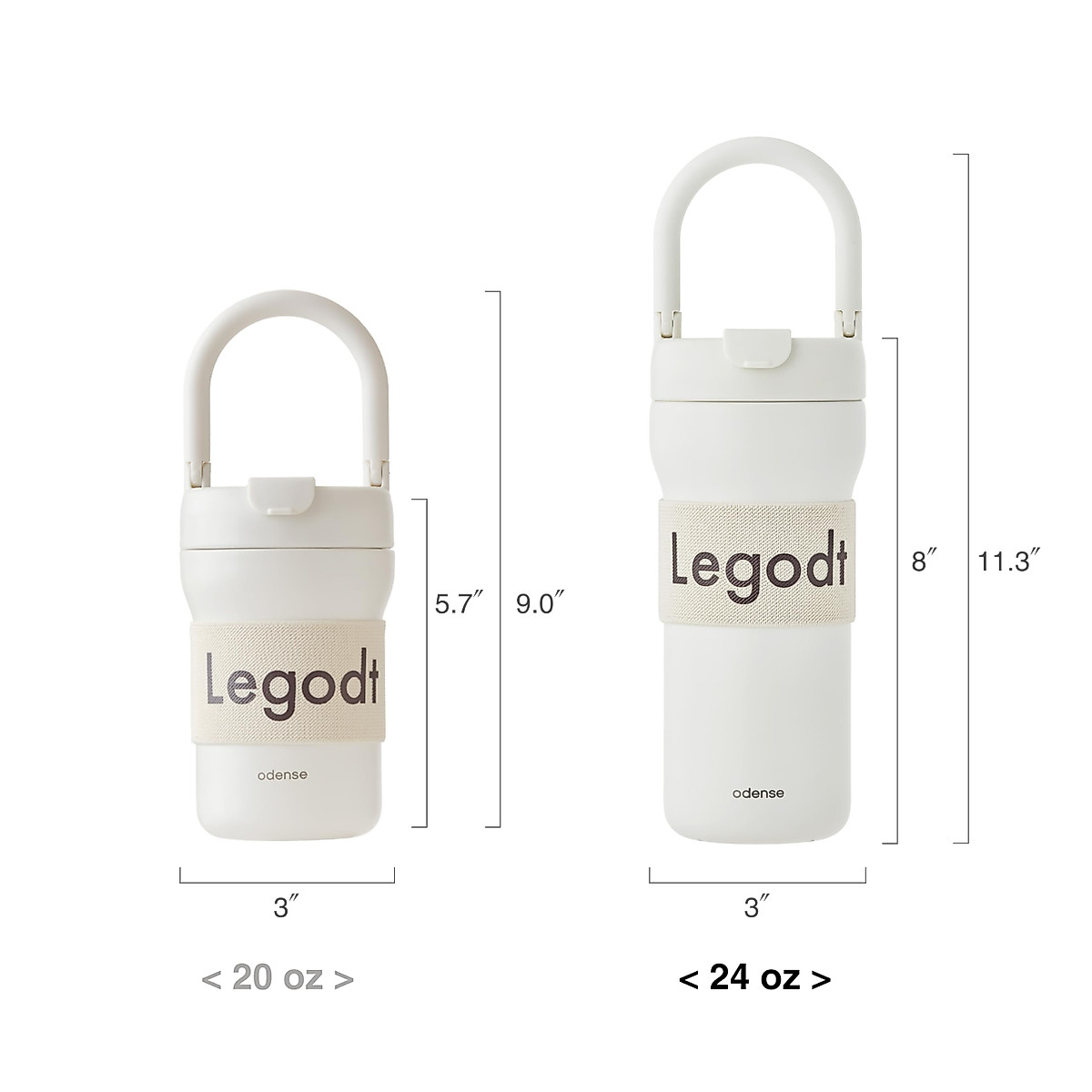 Odense Legodt 2 Way Tumbler 24oz with 2 in 1 Lid & Flexible Handle - Straw Available Insulated Travel Coffee Mug with Leak Proof - Double Stainless Steel Keeps Drinks Hot or Cold(Vanilla Cream)