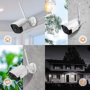 TIGERSECU Add-On Camera for use only 1080P WiFi NVR Security System, Weatherproof, AI Human Detection (Power Supply Sold Separately)