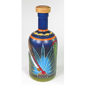 Eye4Art Mexican Tequila Shot Glasses and Bottle Set, Tequila Making Scene, Poncho with Agave Cactus hand painted Bottle, with display stand