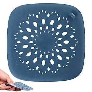 Shower Drain, Hair Catcher Shower Drain, Kitchen Sink Strainer, Square Bathtub Drain, Silicone Bath Tub Hair Catchers Hair Collector Trap with Small Handle