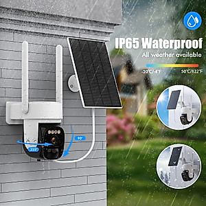 Hawkray Solar Security Cameras Wireless Outdoor ，2K 360° View Pan Tilt Low Power Consumption WiFi Security Cameras with AI Motion Detection, Two-Way Audio,Color Night Vision