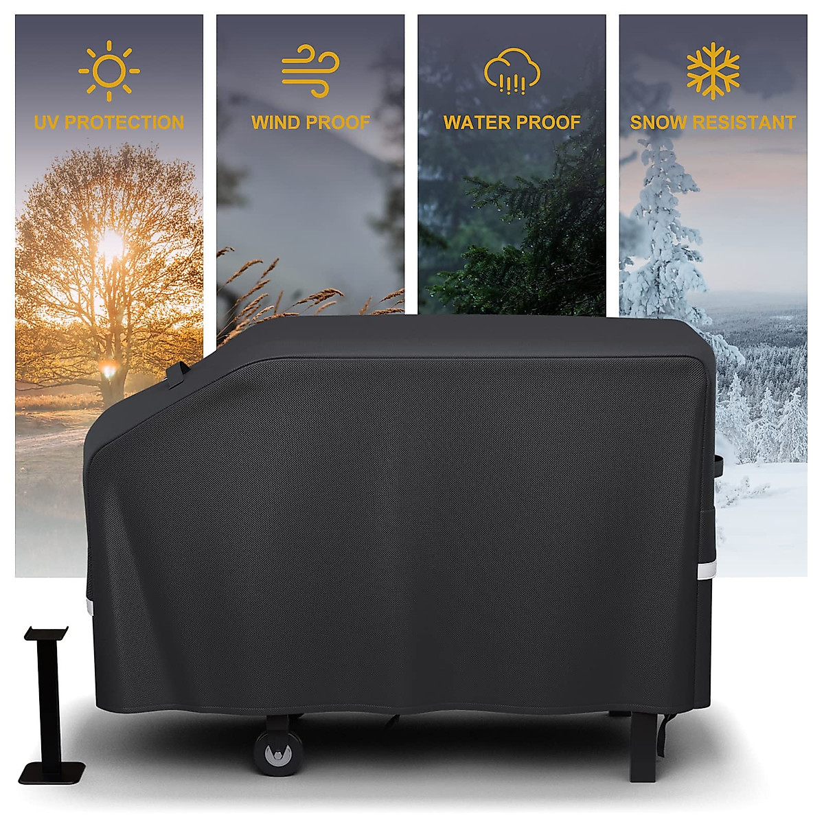 Hisencn 28 inch Griddle Cover for Blackstone 2 Burner Grill Griddle Cooking Station, Also Flat Top Gas Grill Station Adventure Ready 1517 1555 1605 1815 1819 1856 1853 with Support Pole