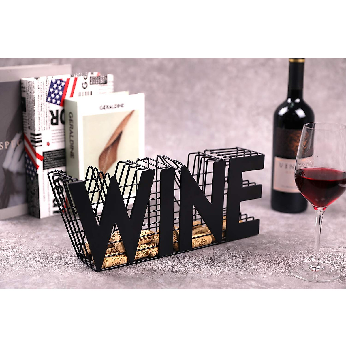 JHY DESIGN Wine Cork holder-13.5" Length Metal Craft Wine Cork Storage