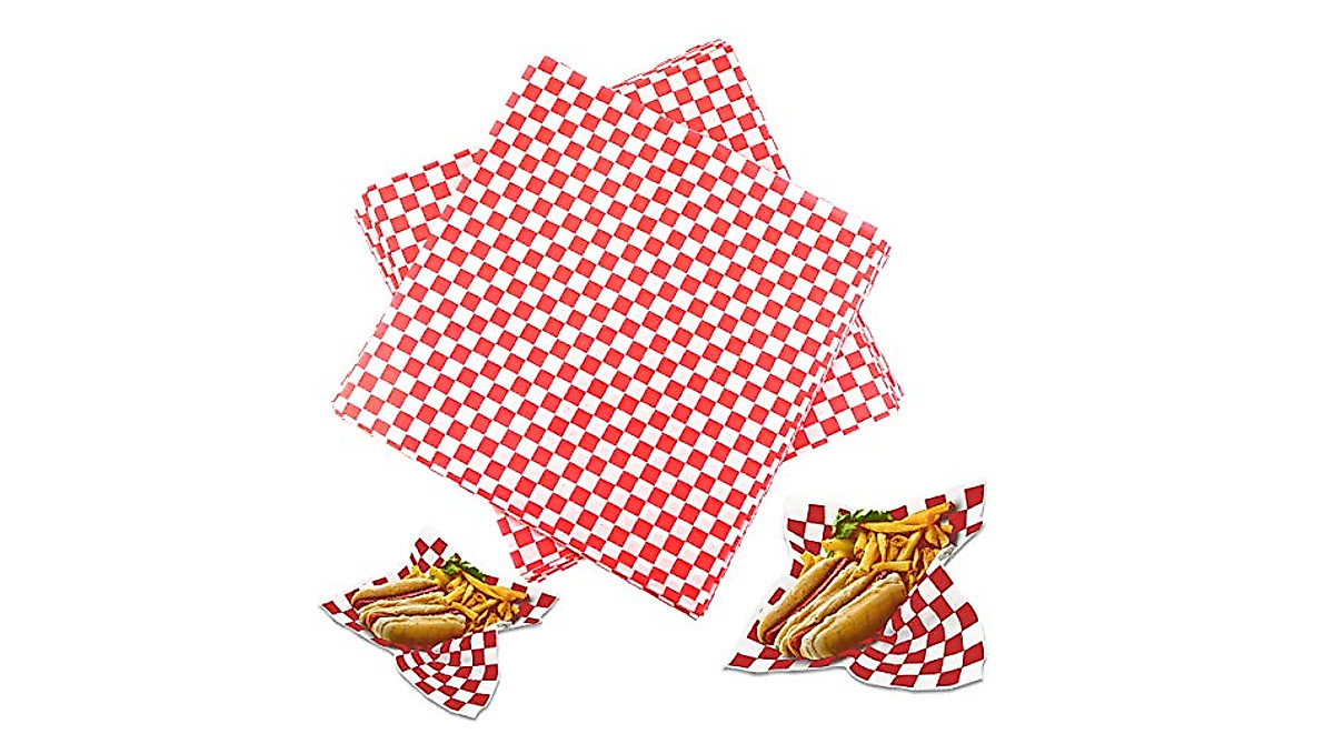 Hslife Red & White Checkered Deli Paper - 100 Sheets