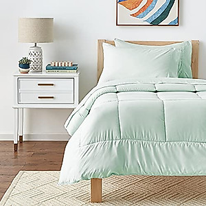 Sweet Home Collection 7 Piece Comforter Set Bag Solid Color All Season Soft Down Alternative Blanket & Luxurious Microfiber Bed Sheets, Mint, Twin