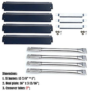 Direct Store Parts Kit DG240 Replacement for Charbroil 463248208,463268107,466248208 Gas Grill Burners,CrossoverTubes,Heat Plates (Stainless Steel Burner + Porcelain Steel Heat Plate)