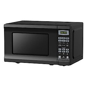 West Bend EM720CPI-PMB 0.7 Cubic Foot Capacity 700 Watt Compact Countertop Microwave Oven Kitchen Appliance with 8.5 Inch Round Turntable, Black