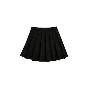 WDIRARA Women's High Waist Pleated Button Skort Asymmetrical Skirt Shorts Black S