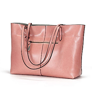 Covelin Women's Handbag Genuine Leather Tote Shoulder Bags Soft Hot Pink