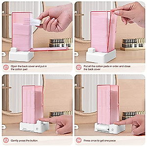 Automatic Cotton Pad Holder, Square Press Out Cosmetic Cotton Makeup Removers Pad Holder, Makeup Cotton Organizer Container Dispenser Storage Display Rack