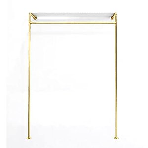 FURVOKIA Modern Simple Industrial Pipe and Wood Garment Rack,Wall Mounted Hanging Rods Clothing Rack,Retail Display Storage Clothes Hanging Shelves(Gold, 47.2" L)