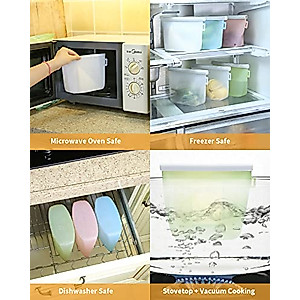 2-Pack Reusable Silicone Storage Bags, BPA FREE Silicone Snack Sandwich Bags Container with Leakproof Lids for Food, Travel, Makeup | Freezer, Oven, Microwave, Dishwasher Safe