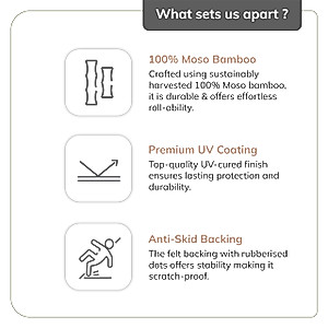 Anji Mountain Deluxe Bamboo Roll-Up Chairmat, 55 x 57-Inch, 8mm Thick, Dark Cherry