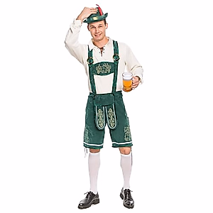 Spooktacular Creations Bavarian Oktoberfest Costume, Lederhosen Mens German Costume for Halloween Costume Party and Beer Festival (Small)