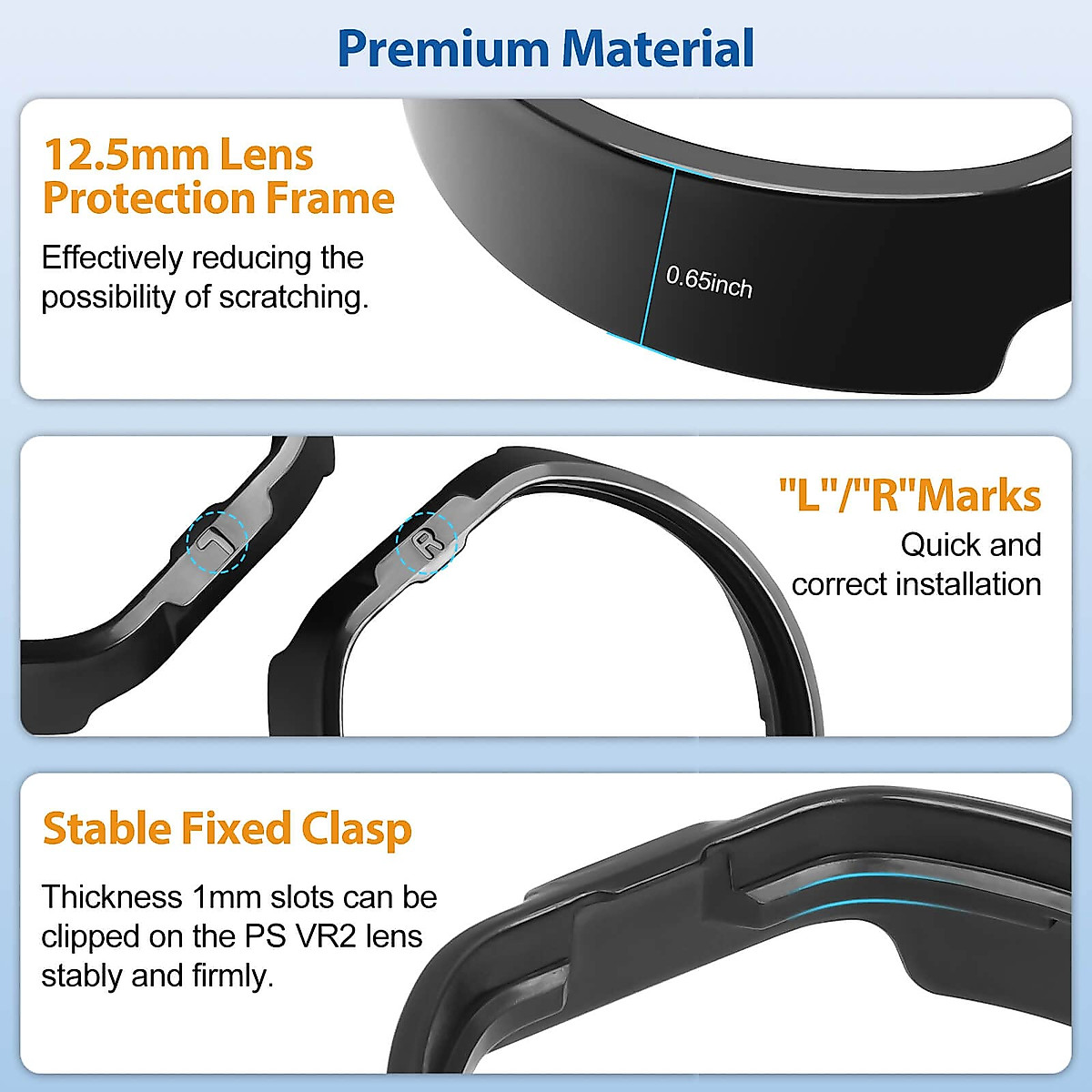 PECOOVR Smooth Lens Spacer Protector for PSVR 2 Different Glasses Shapes Wearers, Upgraded Insert Anti-Scratch Ring Adapter Prevent Eyeglass from Scratching Compatible with PlayStation VR2