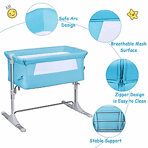 KOTEK Baby Bassinet, Portable Travel Bedside Sleeper with Detachable/Washable Mattress & Adjustable Height/Angle, Carry Bag, Breathable Mesh, Newborn Co Sleeper Baby Crib Bed for Infants (Green)