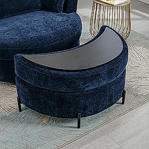 360° Swivel Accent Barrel Chair and Half Crescent Moon Storage Bench Large Ottoman with 4 Pillows,Upholstered Oversized Leisure Round Loveseat Recliner Sofa Chaise Lounge Circle Armchair for Club