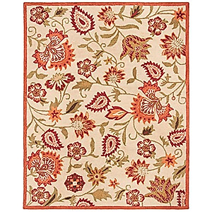 SAFAVIEH Blossom Collection 8' x 10' Beige / Multi BLM862A Handmade Floral Premium Wool Area Rug
