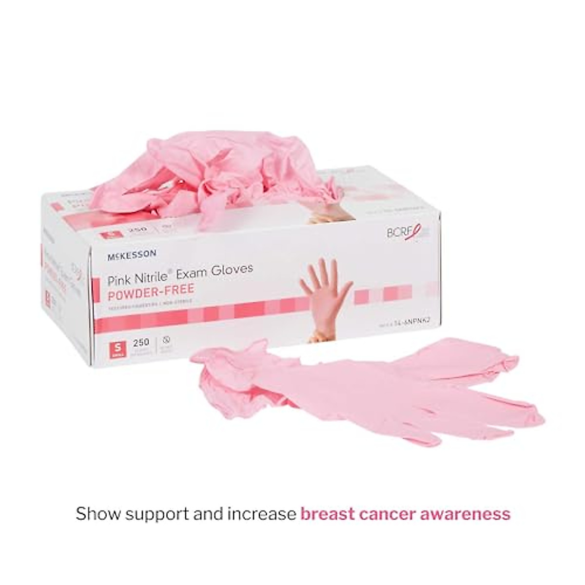 McKesson Pink Nitrile Exam Gloves - Powder-Free, Latex-Free, Ambidextrous, Textured Fingertips, Non-Sterile - Size Large, 250 Count, 1 Box