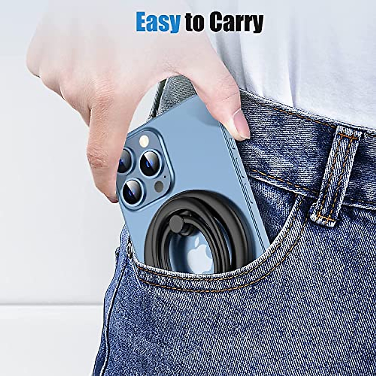 SUPERONE for MagSafe Phone Ring Holder, Adjustable Magnetic iPhone Kickstand, Phone Ring Stand, Removable Ring Grip Wireless Charging Only Compatible with iPhone 15 &14 & 13 & 12 Series & MagSafe Case