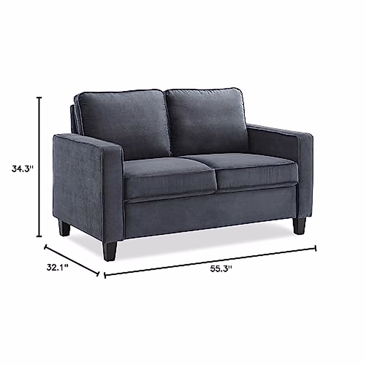 LifeStyle Solutions Garren Sofa Love Seats, Charcoal