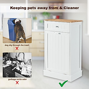 Mdeam Tilt Out Trash Cabinet 10 Gallon Hidden Trash Garbage Can Cabinet for Kitchen,Living Room,White