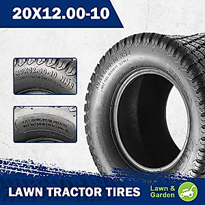 MaxAuto Lawn & Garden Turf Tire 20X12-10 P332 4PR Load Range B,2Pcs