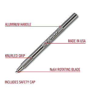 Excel Blades K4 Swivel Craft Knife with #64 Rotating Blade, Lightweight Aluminum Sharp Hobby Knife, Carving, Crafting Supplies Precision Cutting Tool.