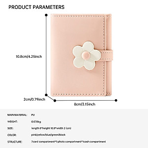 LJCZKA Cute Small Wallet for Girls Women - RFID Blocking PU Leather Tri-folded Flowers Cash Pocket with Card Holder Slim Short Wallet (Pink)