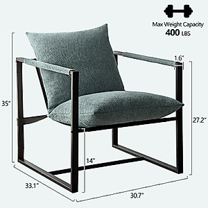 Wimarsbon Modern Accent Chair, Mid Century Sitting Chair with Sponge Cushion, Comfy and Sturdy Lounge Chair with Metal Leg for Bedroom, Living Room, Office,Easy Assembly (Linen - Aqua)