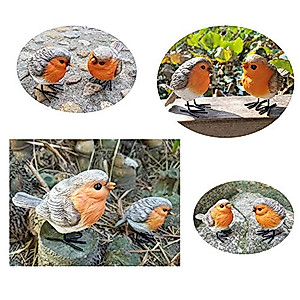 UXMOO Polyresin Garden Robin Birds S/2 Ornaments Backyard Decor Statues for Yard and Patio Lawn Cute Birds Indoor Outdoor Home Decoration Figurines Animal Statue Sculpture-92…