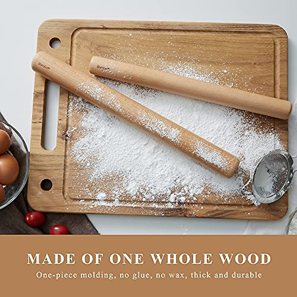 Bamber Wood Rolling Pin, 11 Inch by 1-1/5 Inch